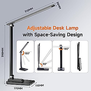 Mubarek Desk Lamp,15 Modes LED Desk Light,500 Lumen LED Lamp,Dimmable LED Table Lamp,Desk Lamps Office Accessories,Adjustable&Foldable Reading Lamp,Desk Light,LED Desk Lamp for Study Lamp,Bedside Lamp