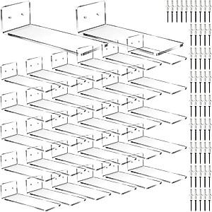 Treela 30 Pack Floating Shoe Display Shelf for Closet Acrylic Clear Shoe Wall Shelf Wall Mounted Easy to Install Sneaker Shelves for Collections, Includes Cross Screws, Expansion Tubes (Rectangular)