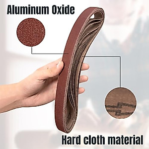 POWERTEC 111290 1 x 30 Inch Sanding Belts, 80 Grit Aluminum Oxide Belt Sander Sanding Belt for WEN 6515T/ Bucktool Belt and Disc Sander, Woodworking, Metal Polishing, Knife Sharpening, 10PK