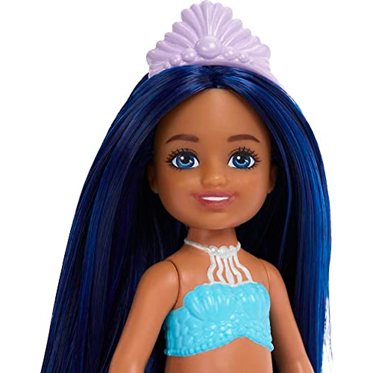 Barbie Mermaid Chelsea Doll with Midnight Blue Hair and Ombre Tail, Mermaid Toys, Crown Accessory
