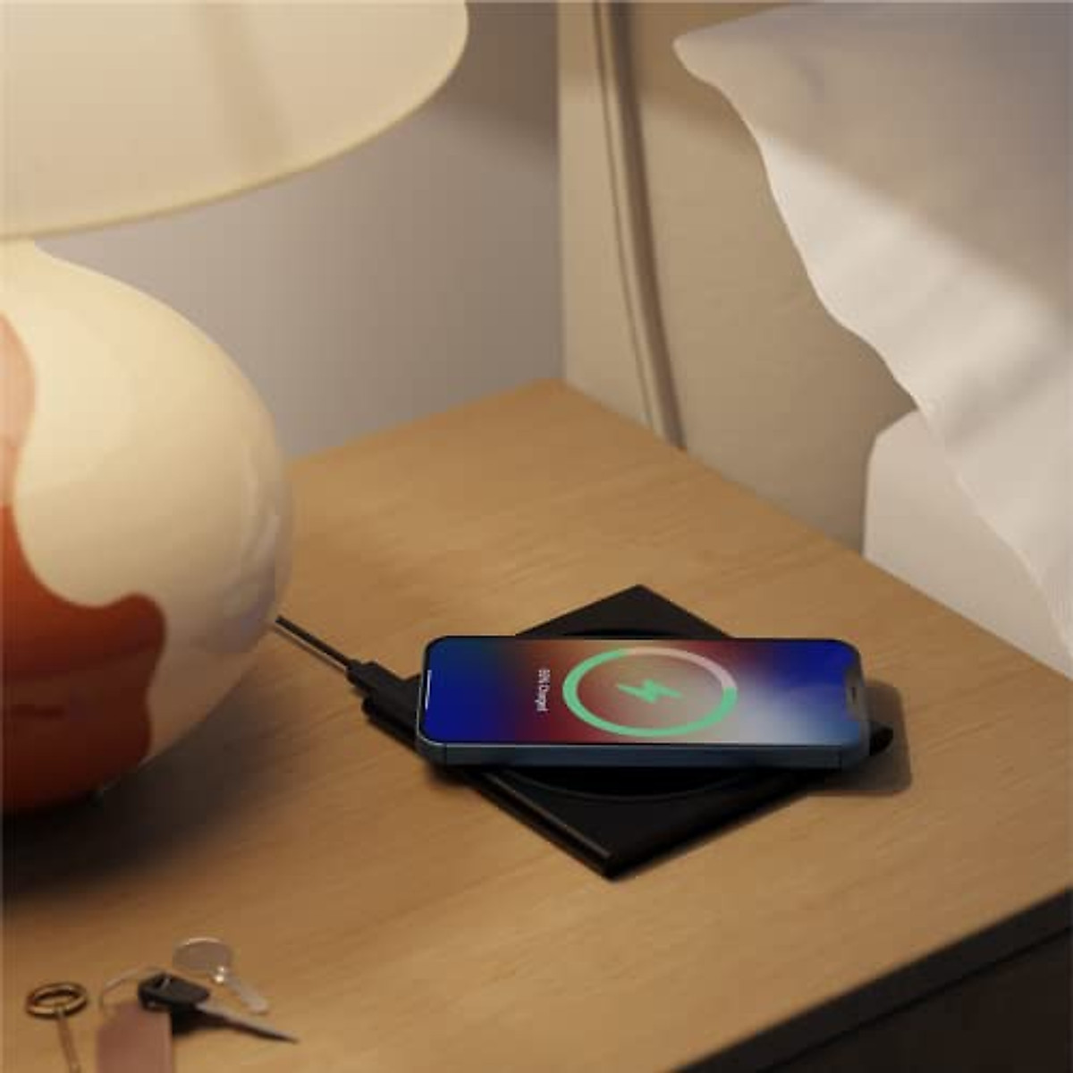 Gravette Smart Temperature Control Hot Mug, 12oz, 350mL Capacity, 10W Fast Wireless Charging Coaster, Heated Ceramic Coffee Mug with Aluminium-Alloy Smart Warmer Base (Black)