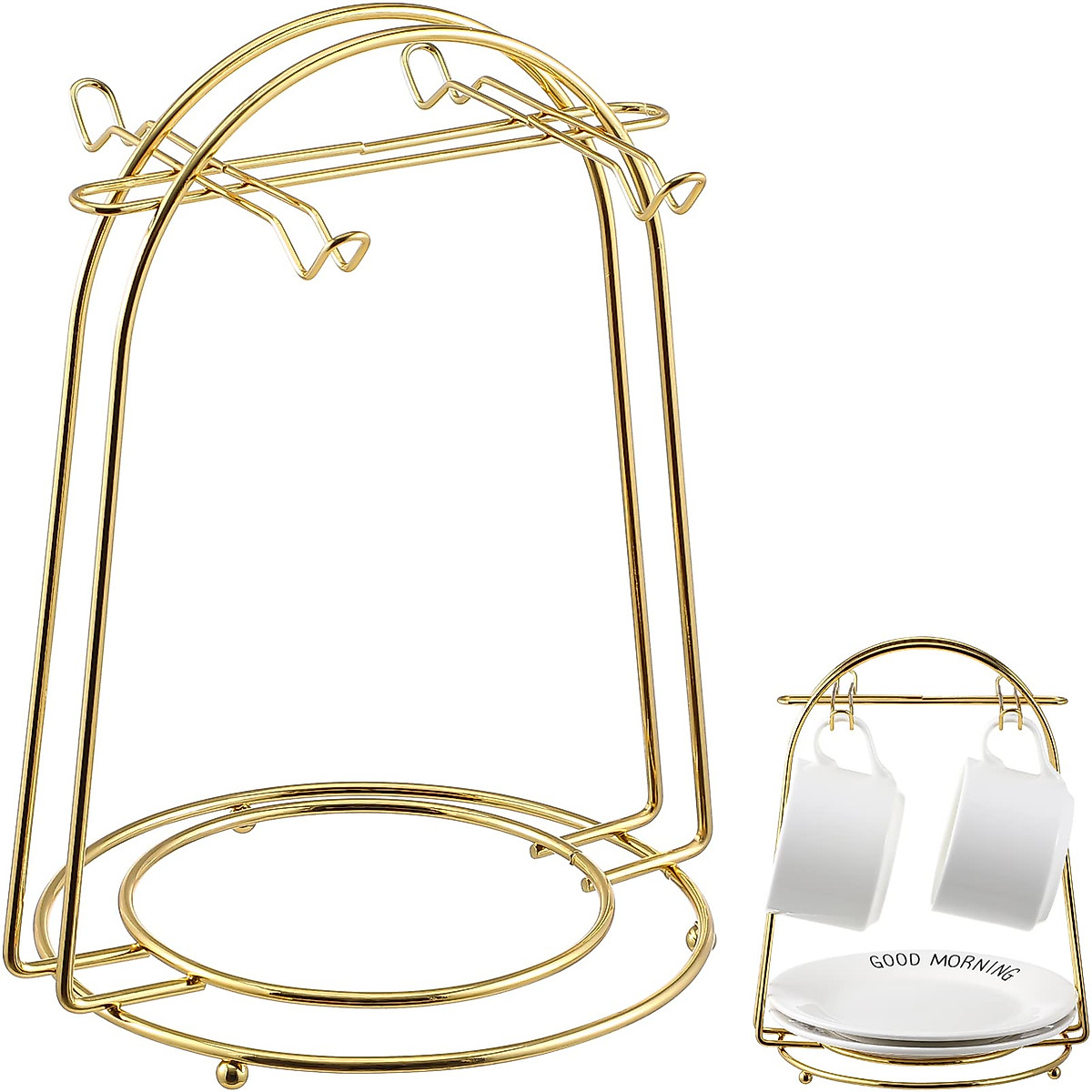 Toddmomy Iron Coffee Cup Holder Rack, Gold (8.25X6.68X5.89in), Storage for Home Kitchen Desktop