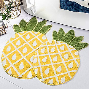 Pineapple Door Mat, Non-Slip Area Rug Cartoon Pineapple Welcome Rug for Home Decor Living Room Bedroom Bathroom Fruit Indoor Mat Machine Washable Carpet, 32 x 20 inch