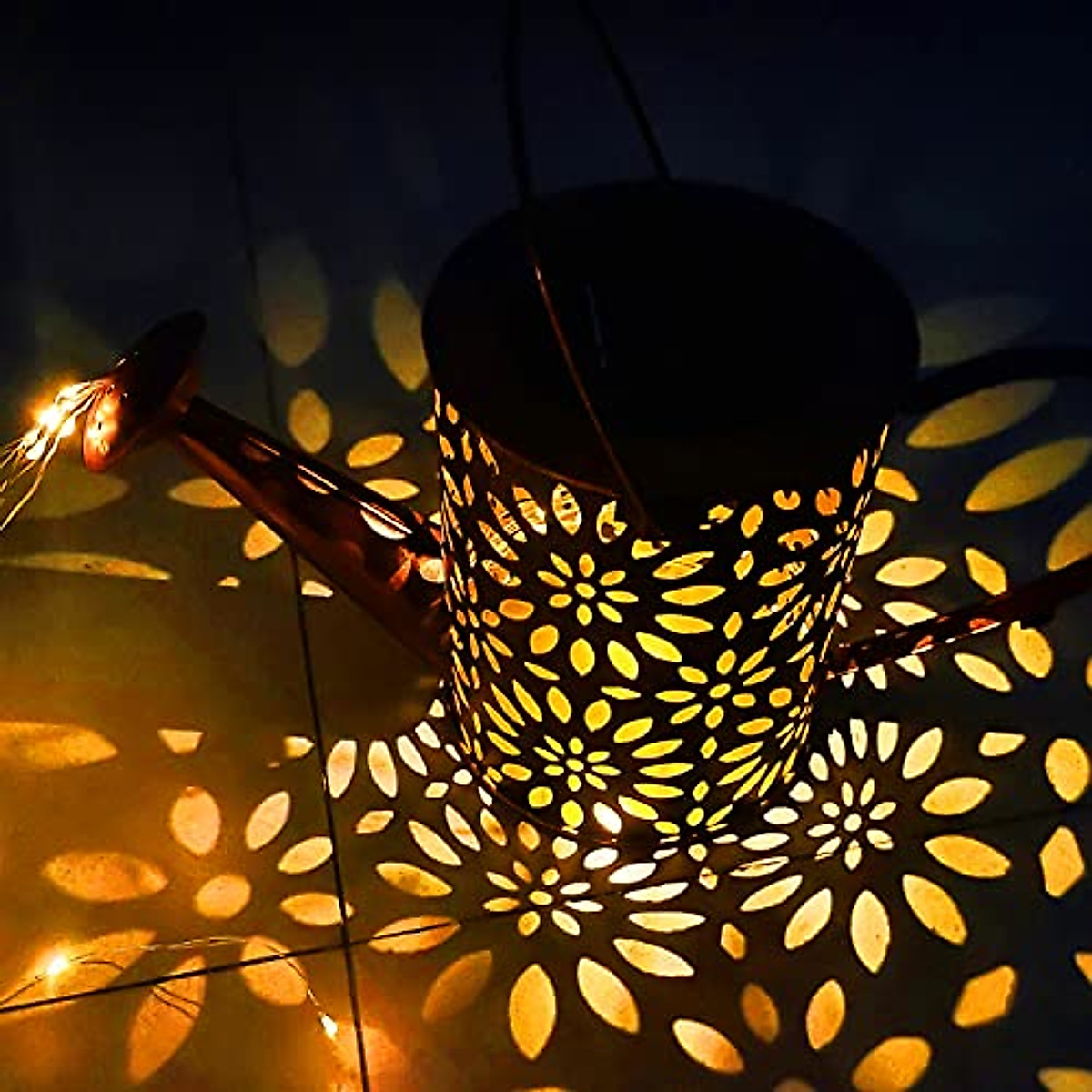 Watering Solar Can Lights Outdoor Waterproof Powered, Large Solar Outdoor Light with Cascading Lights, Solar Lantern Garden Lights with Shepherds Hook for Patio Yard Pathway Mother's Day Gifts