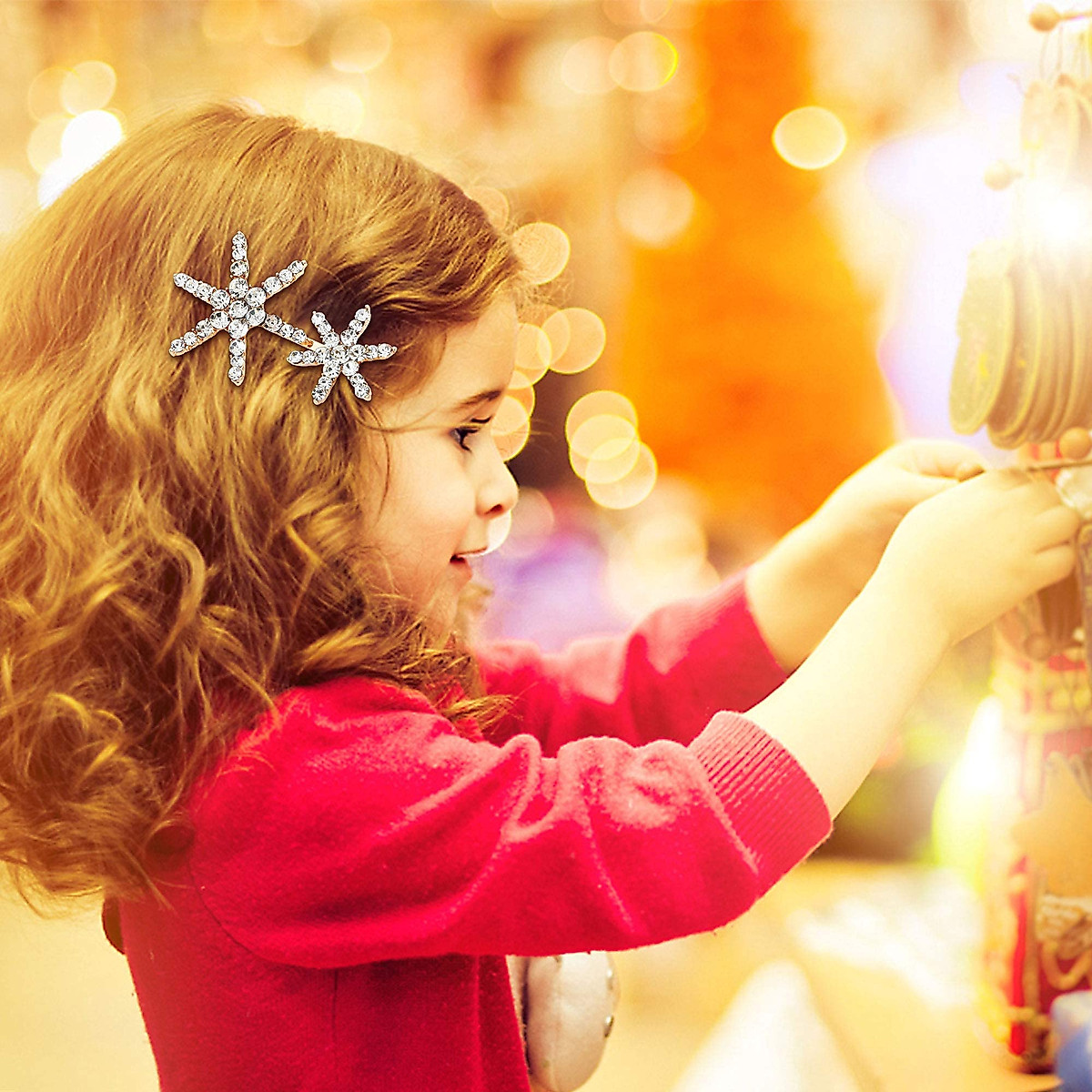 Wedding Hair Bobby Pins for Women Girls, Gold Snowflake Crystal Hair Clips, Elegant Hair Styling Accessories for Mothers Day Gift, 3PCS