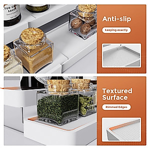 INVOCOO Expandable Spice Rack Organizer for Cabinet - 3 Tier Adjustable Cabinet Spice Organizer Easy Visibility - Spice Organizer for Cabinet Countertop Cupboard Pantry Organization (White)