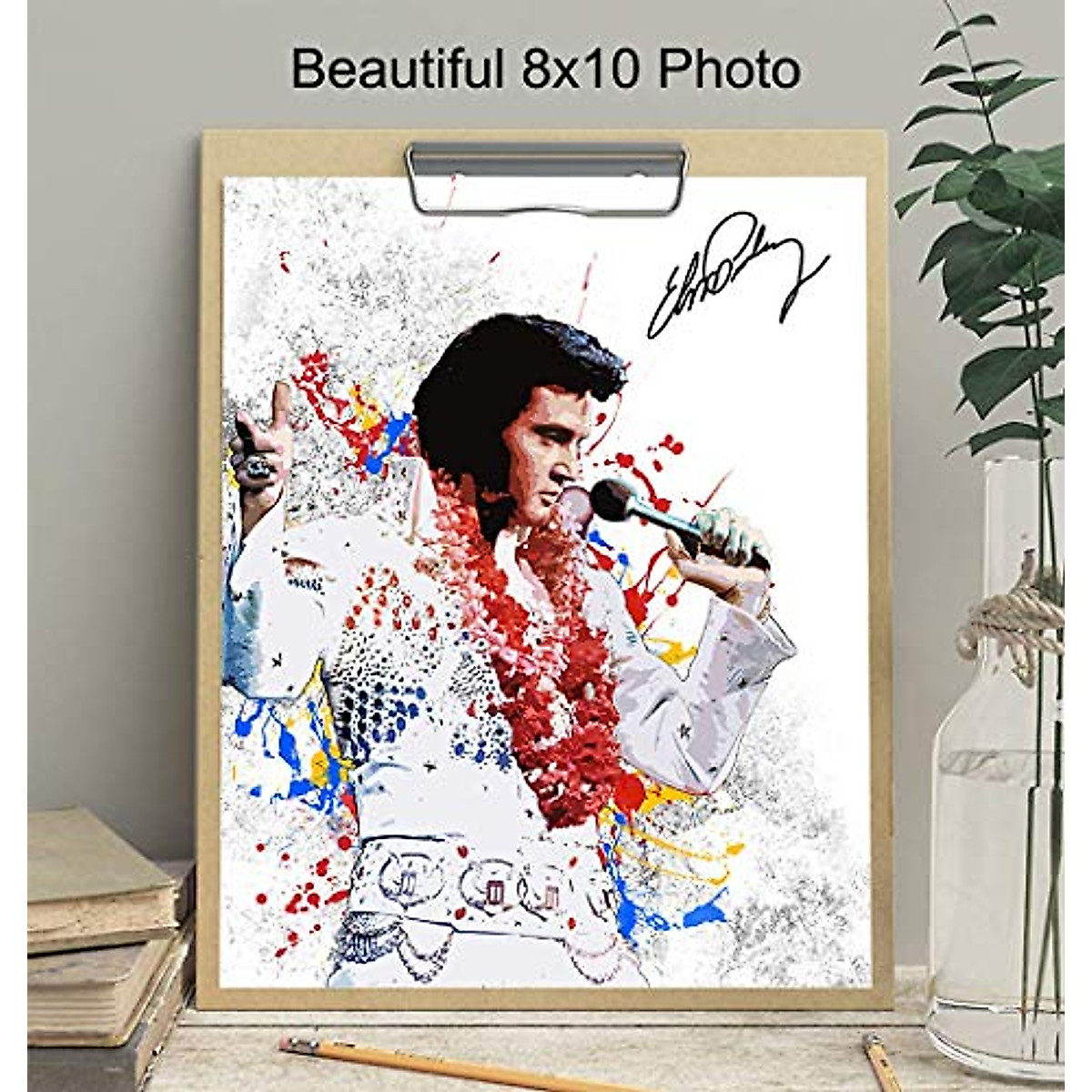 Elvis Las Vegas Wall Art Decor - Bedroom, Bar, Family or Living Room, Home, Apartment or Office Decoration Poster Print - Fab Gift for Country Music or Graceland Fans - 8x10 Unframed Picture