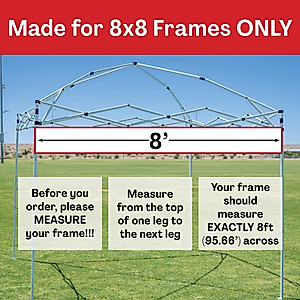 8x8 Pop Up Canopy Top Replacement Cover (Top Only)