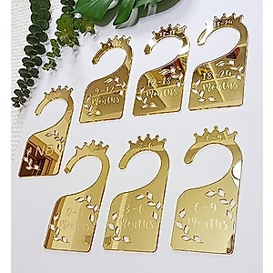 Baby Closet Dividers,Set of 7 Acrylic Mirror Baby Clothes Organizers for Wardrobe Closet Home Nursery from Newborn to 24 Months (Gold Mirror, Model 1)