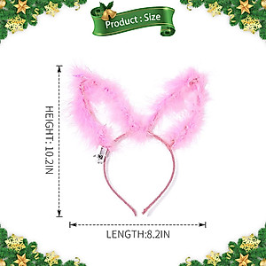 Werhonton Light Up Headbands LED Bunny Ears Headband Easter Christmas Halloween Hair Accessories for Women and Girls(2Pcs) (Pink/Pink)