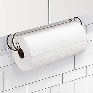 CAXXA Adhesive Under Cabinet Paper Towel Holder Dispenser with Screws for Kitchen Utility Room Laundry Pantry (1, Bronze)
