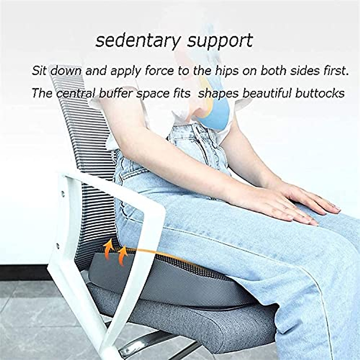 SMSOM Seat Cushion for Office Chair, Memory Foam Coccyx Cushion, Sciatica & Back Pain Relief, Ergonomic Cushion for Desk Chair, Gray