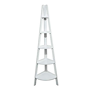 Casual Home 5-Shelf Corner Ladder Bookcase, White (Pack of 1)