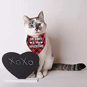 Valentine Holiday Dog Bandana, Cat Red Buffalo Bandana for Large Medium Small Pets Puppies (Large)