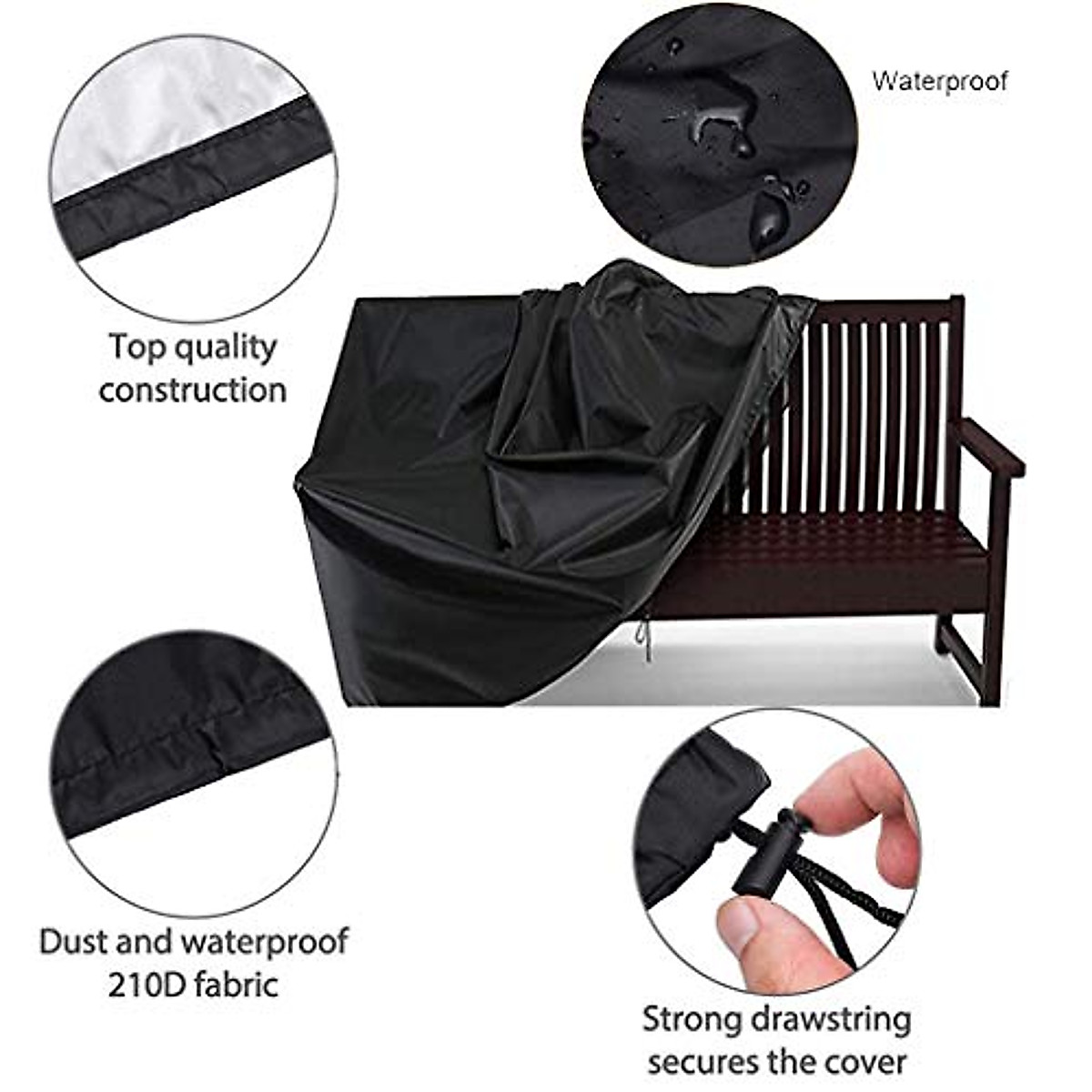 Patio Loveseat Bench Cover UCARE Waterproof 2/3/4 Seater Garden Sofa Bench Protector Lounge Deep Seat Covers for Outdoor Indoor Furniture (4 seat Bench Cover: 75x26x35in/ 190x66x89cm)