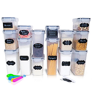 Kitchen Pantry Organizers and Storage - Airtight Food Storage Container Set, 14 Pcs BPA Free Plastic Dry Food Canisters for Kitchen Pantry Organization and Storage Ideal for Cereal, Flour & Sugar