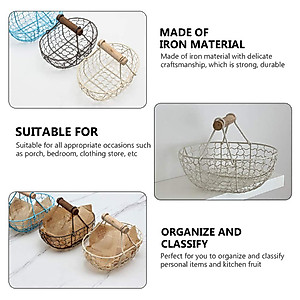 DOITOOL Wire Egg Container Eggs Wire Storage Basket with Handle Iron Art Eggs Tray Wire Fruit Storage Vegetables Container Eggs Holder for Kitchen Home Living Room Metal