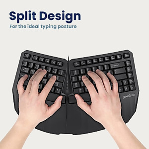 Perixx PERIBOARD-413B US, Wired USB Ergonomic Compact Split Keyboard - 15.75x10.83x2.17 inches TKL Design - Black - US English
