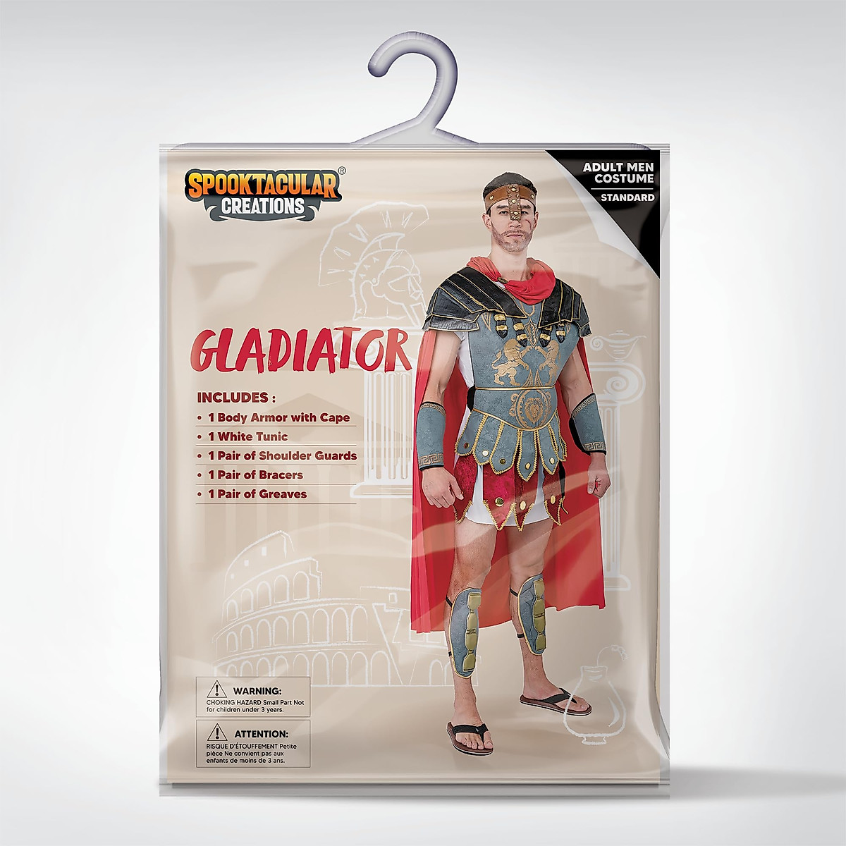 Spooktacular Creations Brave Men’s Roman Gladiator Costume Set for Halloween Audacious Dress Up Party