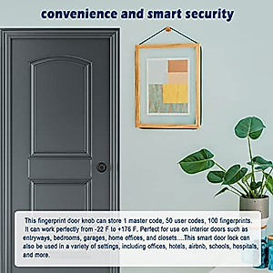 iuknob Fingerprint Door Knob with Keypad and Key, Smart Biometric Digital Lock with Voice Navigation Programming, Combination Electronic Handle for Interior Doors, Entry Gate,Bedrooms,Garage.