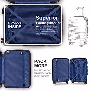 Coolife Luggage Suitcase Carry-on Hardside Travel Luggage TSA Lock Spinner Telescopic Handle