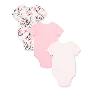 Little Me Clothes for Baby Girls' 3-Pack 100% Cotton Scratch Free Tag Floral Dream Onesies, 3 Months