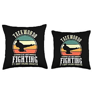 taekwondo kicking taekwondo fighter Gifts Fighting Martial Arts Taekwondo Throw Pillow, 18x18, Multicolor