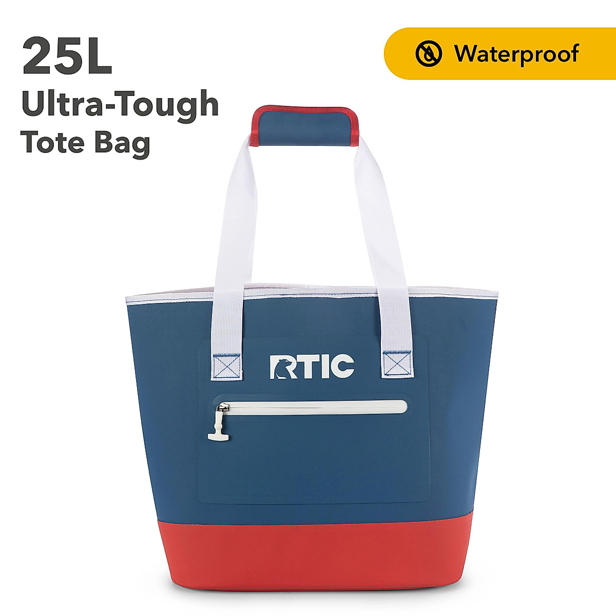 RTIC Ultra-Tough Tote Bag, Waterproof for Beach, Pool, Towel, Grocery, Shopping, Camping, Picnic, Travel, Boat, Heavy-Duty, Puncture Resistant, Small, Patriot