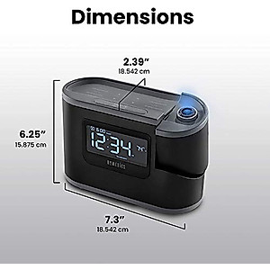 Homedics SoundSleep Recharged Alarm Clock & White Noise Sound Machine, 6-in-1 Projection Alarm Clock and Sleep Sound Machine, 8 Nature Sounds and Indoor Temperature Sensor, Auto-Off Timer