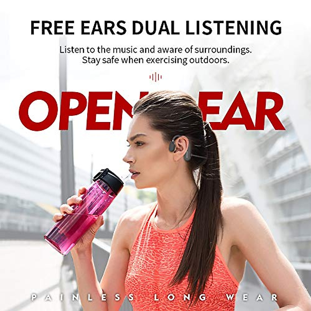 TOKANI Open Ear Wireless Sports Headphones, Bluetooth 5.0 Waterproof Sweatproof Headset with Mic for Sport Jogging Running Driving Cycling Hiking Indoor and Outdoor Use