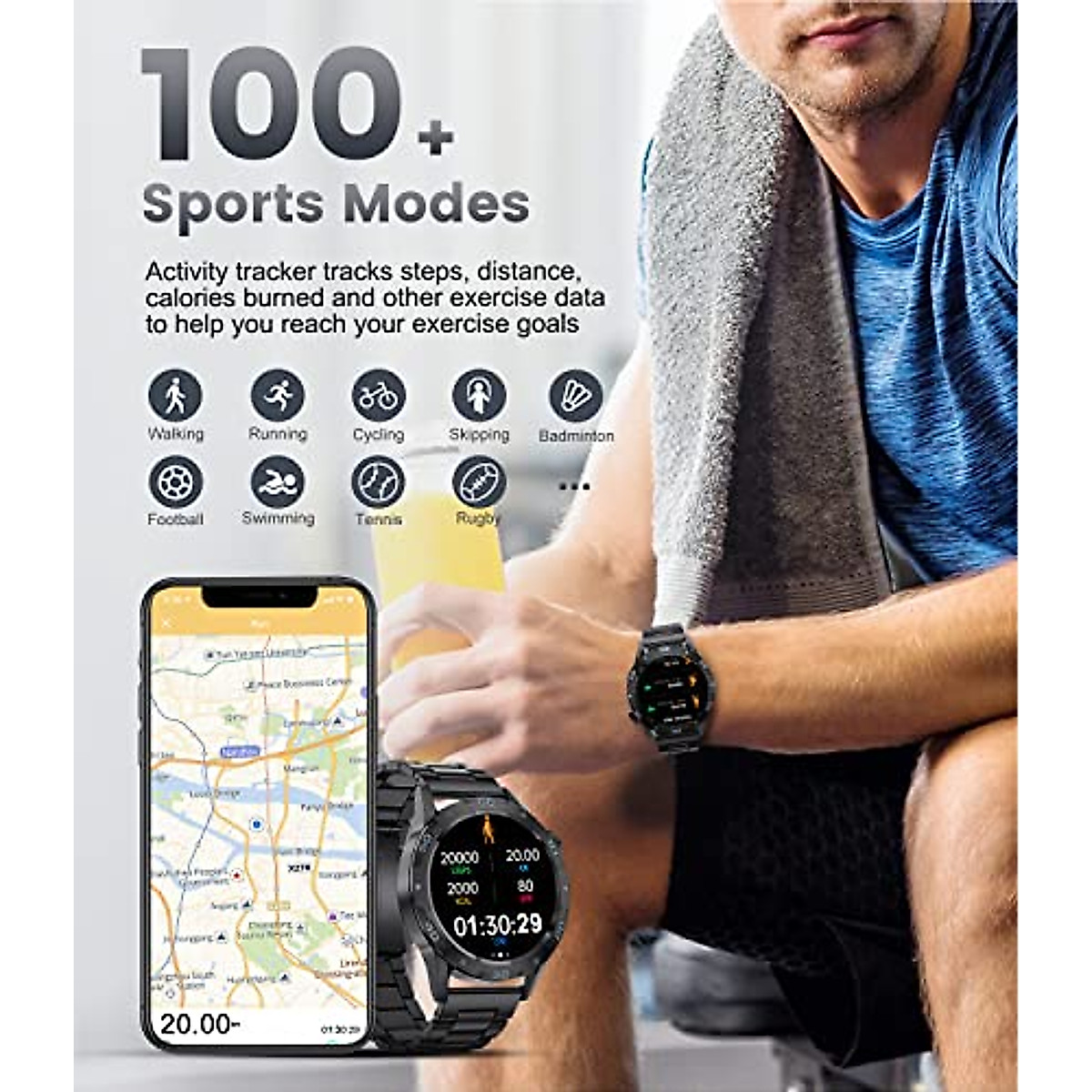 LIGE Smart Watch for Men with Bluetooth Answer/Make Call/Voice Speaker, Android iOS Smartwatch 1.32" Full Touch Screen IP67 Waterproof Fitness Tracker Watch with Heart Rate Sleep Monitor