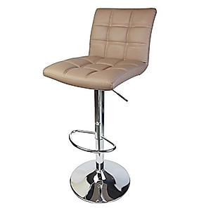 Contemporary Bar Stools Hight Adjustable Seat Hydraulic 360 Degree Swivel Sturdy Steel Frame Quadrate cushion Seat Dining Chair Bar Pub Stool Home Office Furniture - Set of 4 Tan/Khaki #1935tnk