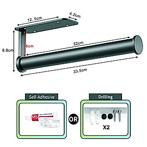 Yaotop 2 Pack Paper Towel Holder Wall Mount Under Cabinet/Wall Mount, Rack for Kitchen/Bathroom Hanging Paper/Towel, Both Available in Adhesive and Screws,Stainless Steel