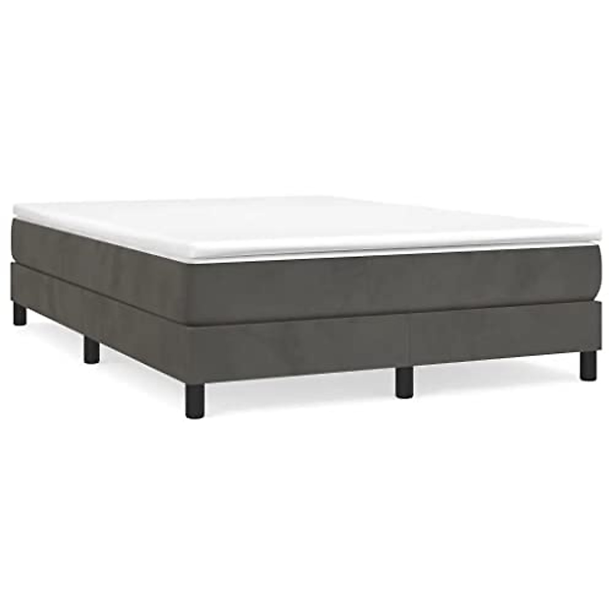 vidaXL Box Spring Bed Frame Home Indoor Bedroom Bed Accessory Wooden Upholstered Double Bed Base Furniture Dark Gray 53.9"x74.8" Full Velvet