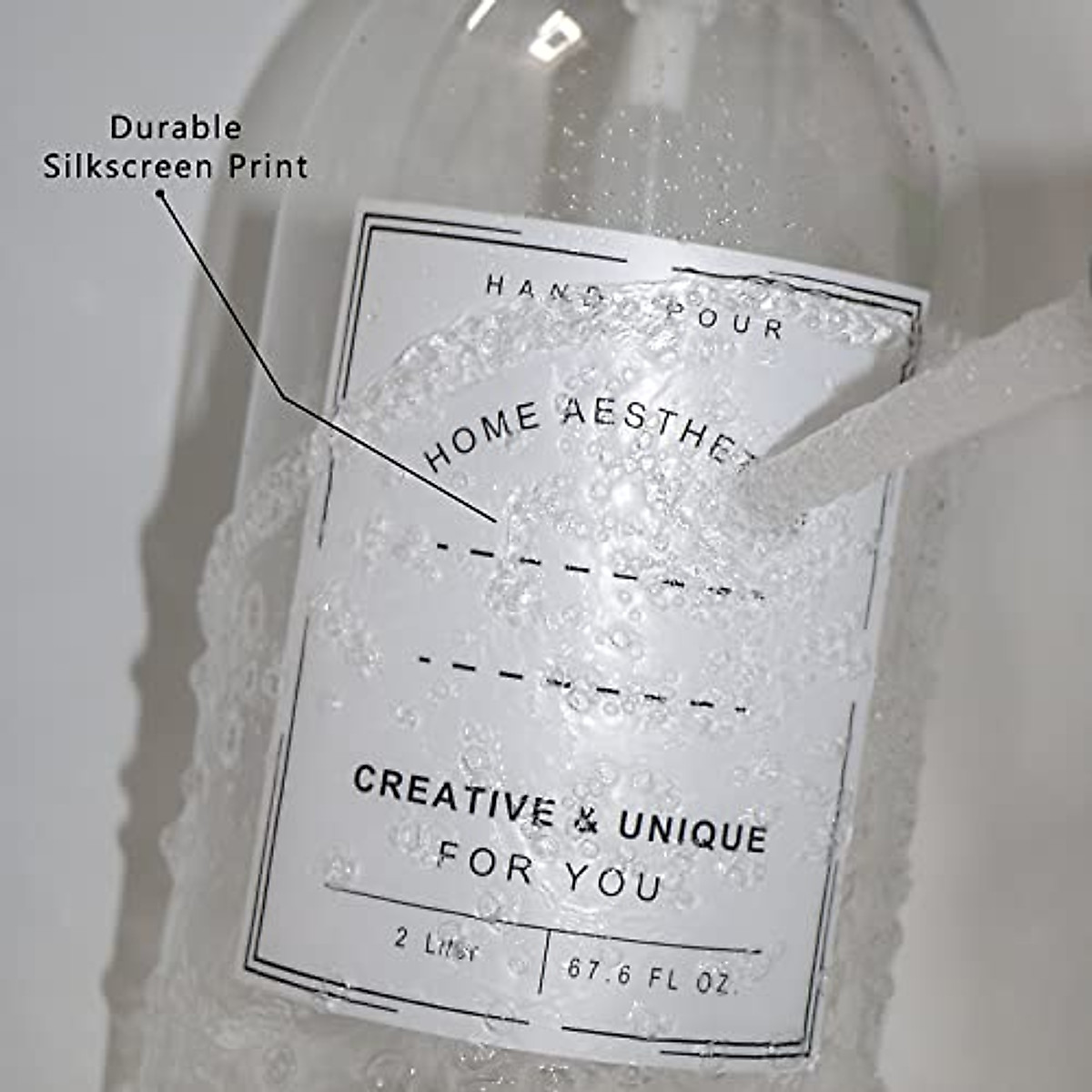 Unalilia Empty Plastic Laundry Liquid Dispenser Set - Large Soap Detergent Container (67.6 oz) Clear Reusable Pump Bottle for Detergent, Softener, Bleach, 2 Pack