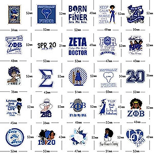 Zeta Phi Beta Sorority Paraphernalia Stickers 60pcs Fellowship Cociety Decals Aesthetic Waterproof Vinyl Pack Stickers for Water Bottle Laptop Cup Kids Adults Teens Girls Phone Skateboard DIY Party
