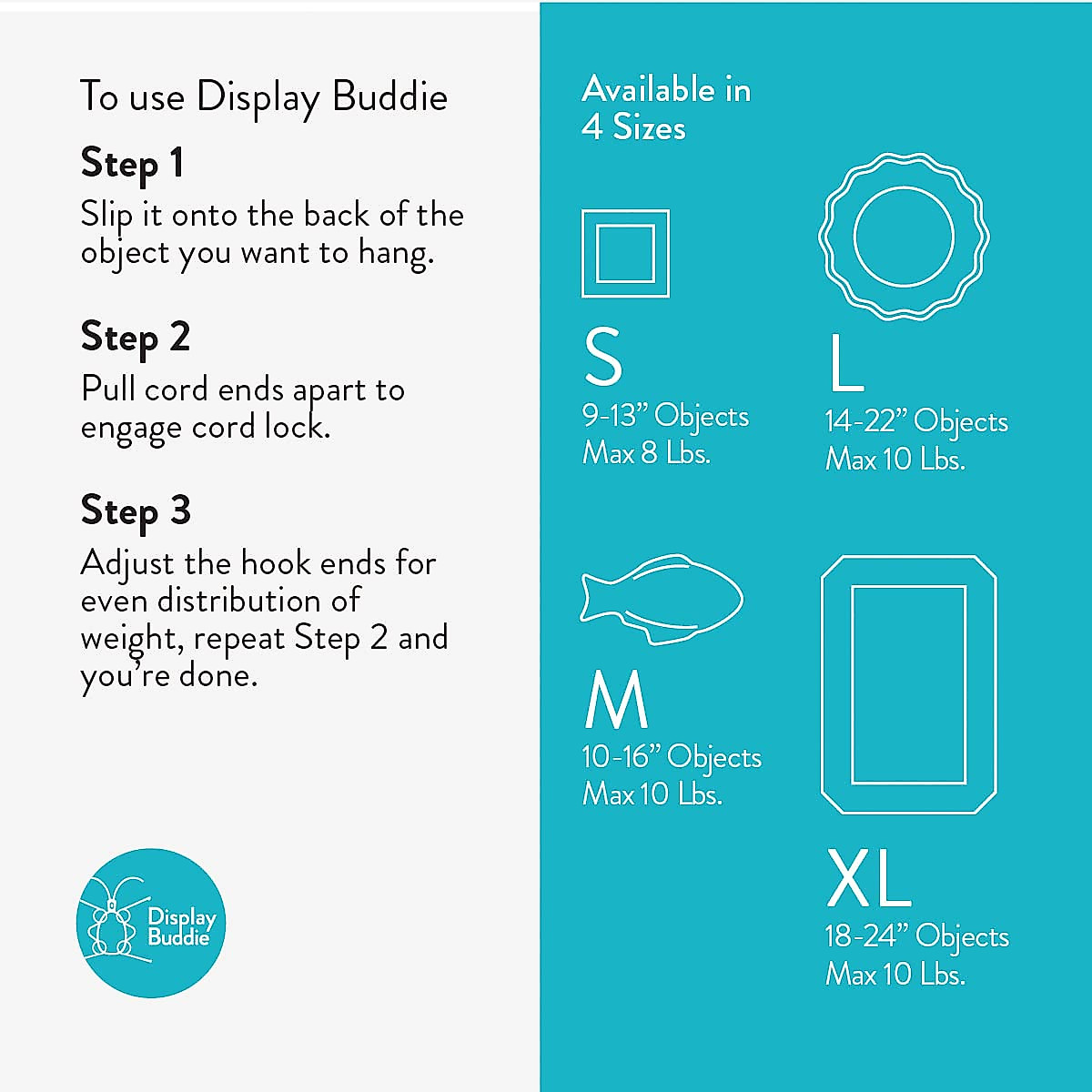 Display Buddie Large Adjustable Plate Hanger for Round Plates, Platters, Bowls & Other Round Objects 14 inch-22 inch Diameter and up to 10 lbs.