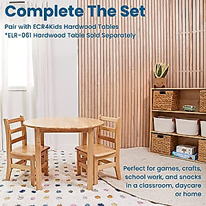 ECR4Kids Three Rung Ladderback Chair, 12in Seat Height , Classroom Seating, Natural, 2-Pack