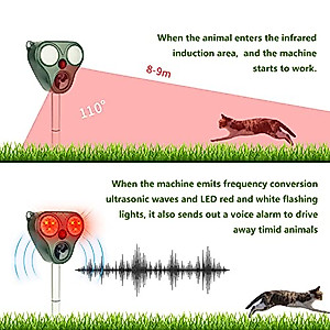 Solar Powered Animal Repellent,Ultrasonic Animal Repeller, Ultrasonic Repellent,Animal Solar USB Charge ,for Cats, Dogs, Squirrels, Rats, Foxes, Martens, Wild Animals,ect