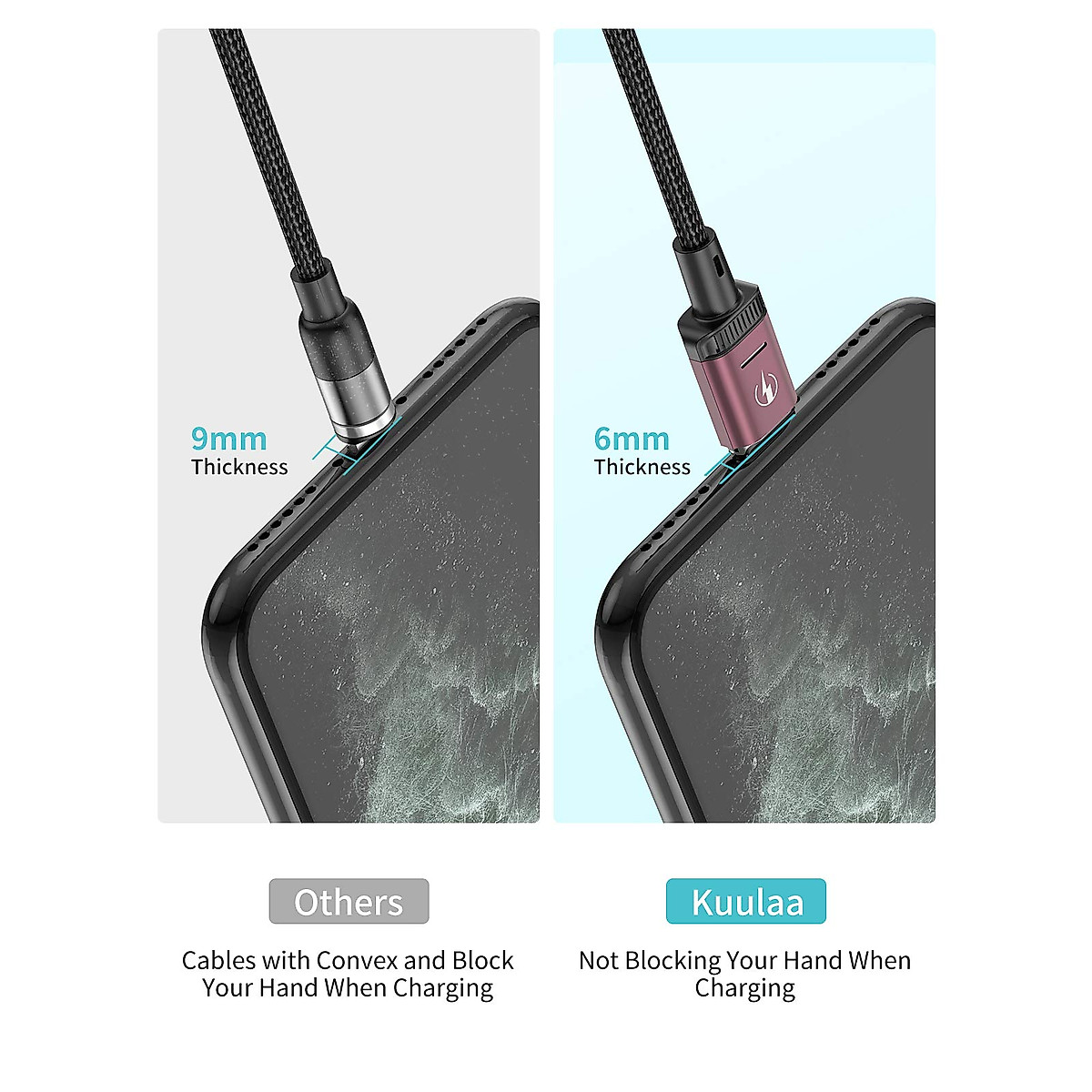 Magnetic USB Charging Cable, KUULAA 3A Magnetic USB Cable Support QC 3.0 Fast Charging & Data Transfer, Magnet Phone Charger Nylon Braided Cord for Most Smart Devices (3.3FT, Red)…