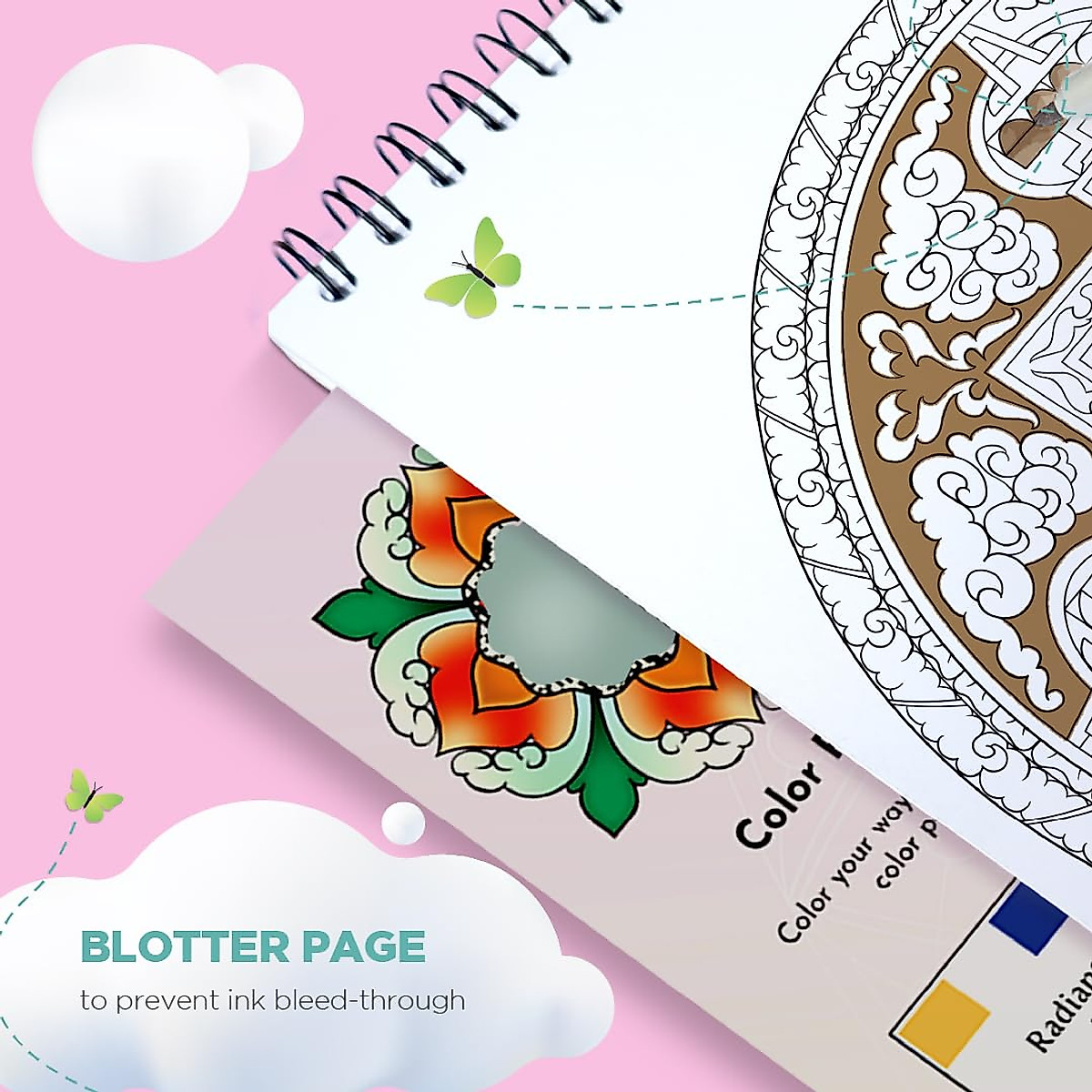 ColorIt Mandalas to Color, Volume VII Coloring Book for Adults 50 Cultural Mandala Patterns and Designs, Spiral Binding, USA Printed, Lay Flat Hardback Book Cover, Ink Blotter