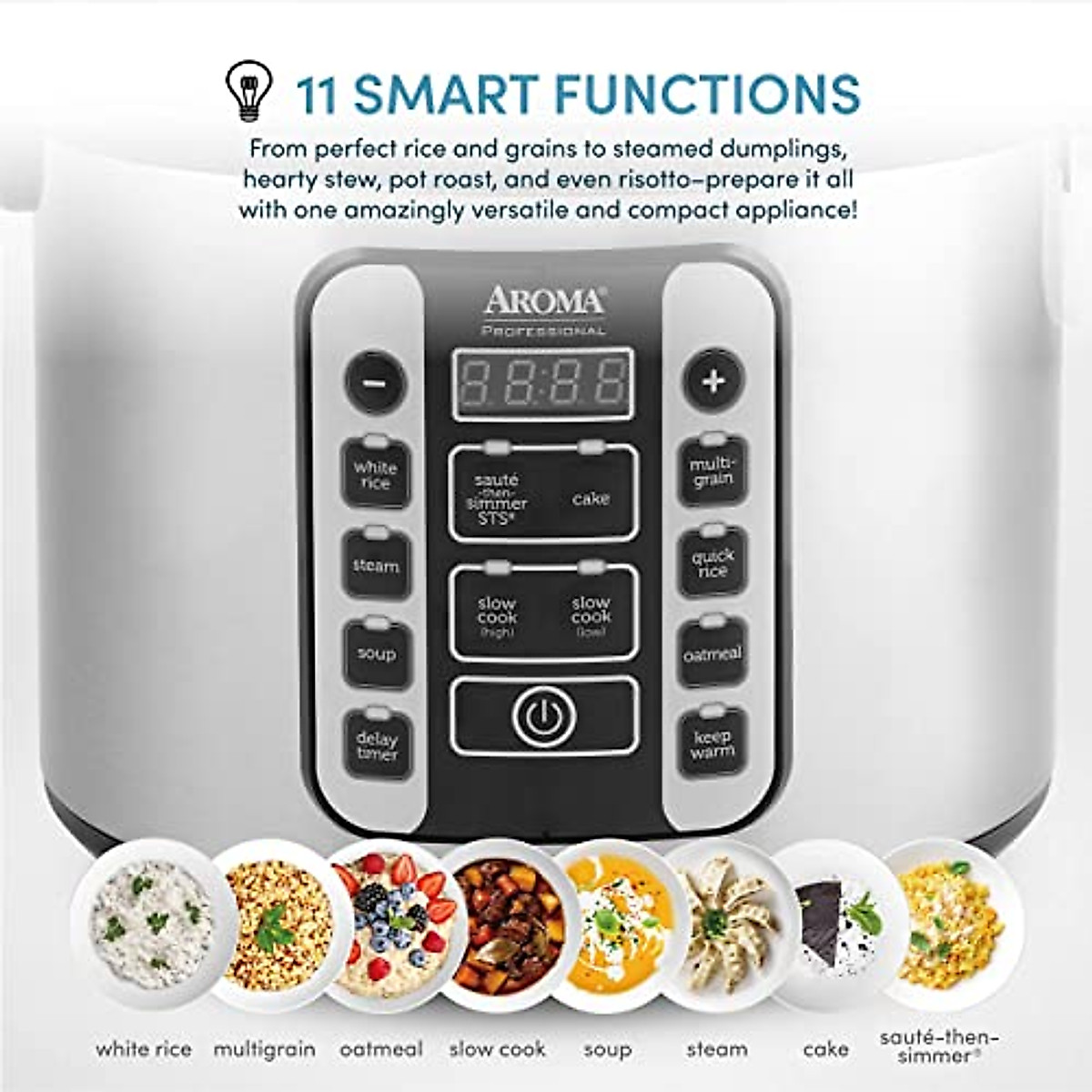 Aroma Housewares AROMA® Professional 20-Cup (Cooked) / 5Qt. Digital Rice Cooker, Steamer, and Slow Cooker Pot with 10 Smart Cooking Modes, Including Sauté-then-Simmer®