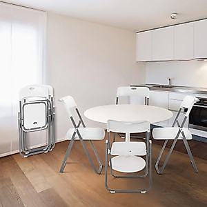 Kigley 12 Pack Folding Plastic Chair with 330lb Capacity Stackable Folding Chair Portable Metal Foldable Chair Fold up Event Chairs for Wedding Party Office Dining Supplies Indoor Outdoor (White)