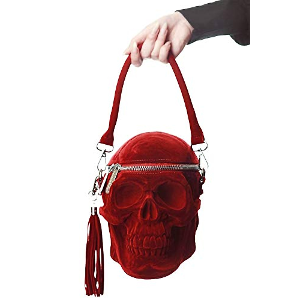 Killstar Grave Digger Blood Red Skull Gothic Velvet Handbag Purse KSRA001500