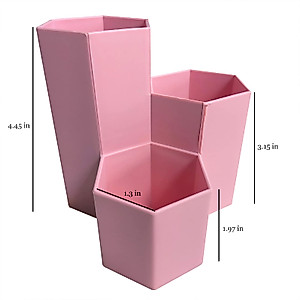 Decohomeforu Desk Pencil Pen Holder, 3 Slots Desk Organizer, Office Supplies Accessory, Cute Desktop Storage Box for Home School Office Art Supply, Pencil Cup, Desktop Stationary Organizer (Pink)