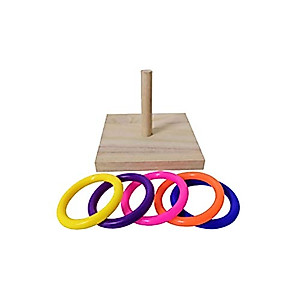 Balacoo Bird Ring Toy Interactive Wood Board Ring Toss Game Puzzle Toy Bird Educational Toy Parrot Chew Bite Playing for Parrot Pet (Random Color)