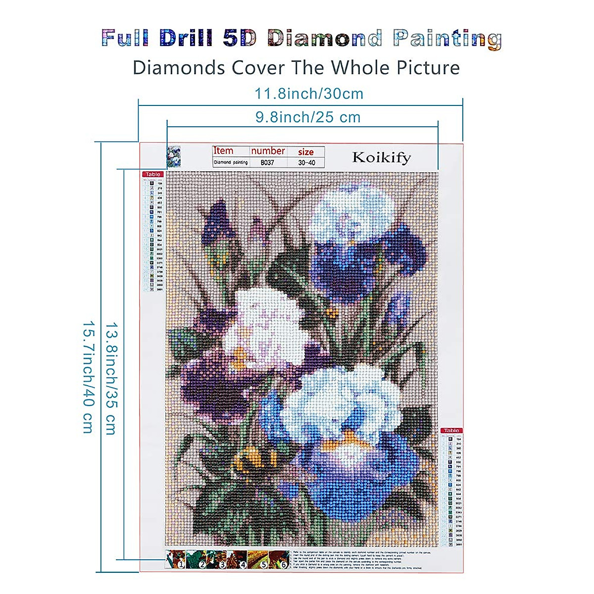 Koikify 5D Diamond Painting Kits for Adults, Full Round Drill Flower Painting 5D Cross Stitch Arts Resin Diamond Picture Beads Pasted Craft DIY Painting for Home Wall Decor, Gift 11.8 x 15.7 Inch