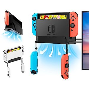KUNSLUCK Wall Mount for Switch and Switch OLED, Metal Wall Mount Holder to Safely Store Your Switch Near or Behind TV (Black)