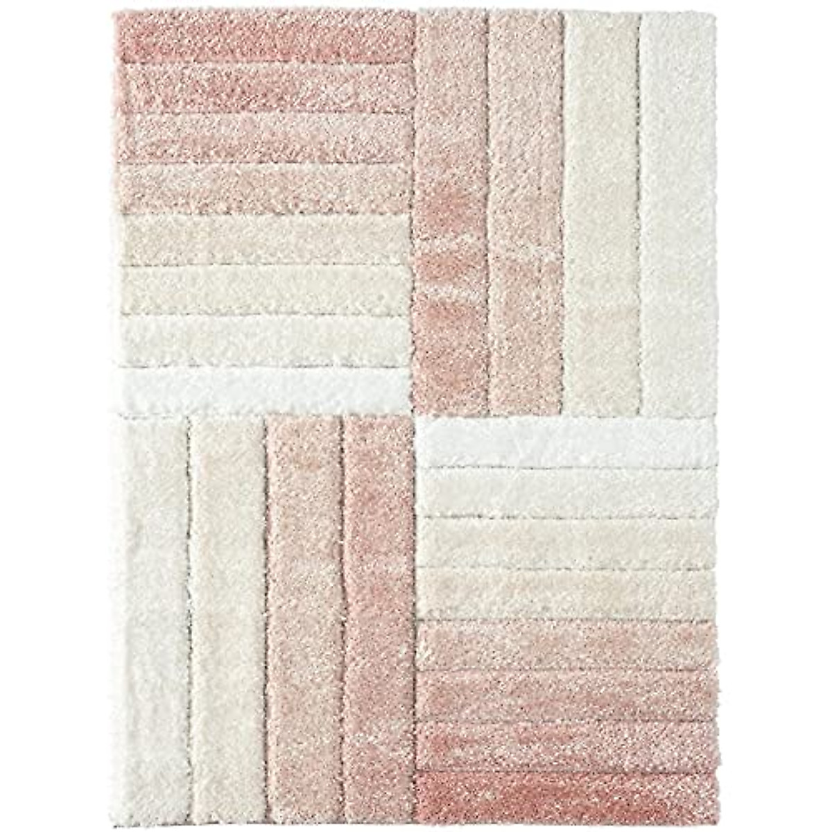 LUXE WEAVERS Lantanas Pink 5x7 Shag Geometric Area Rug, Modern, Stain Resistant, Plush Indoor Rugs