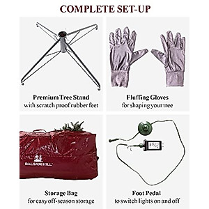 Balsam Hill 7ft Premium Pre-lit Artificial Christmas Tree 'Traditional' Classic Blue Spruce with Clear LED Lights, Storage Bag, and Includes Fluffing Gloves, and Extra Bulbs